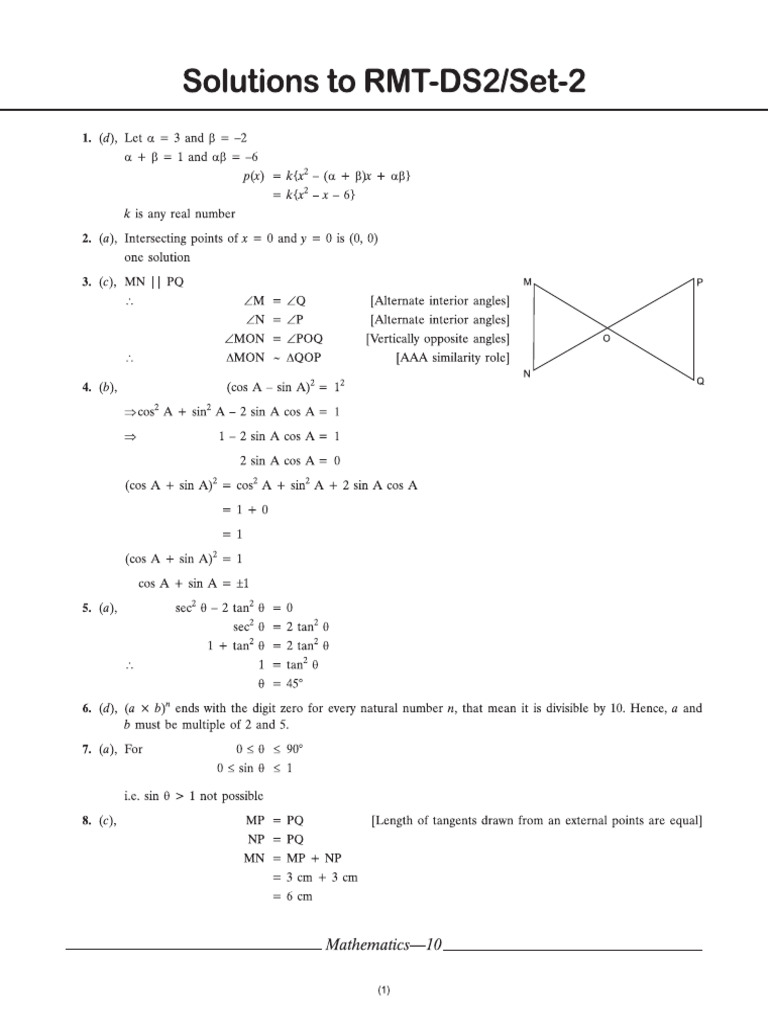 Mathematics 10 DS2 Set-2 | PDF