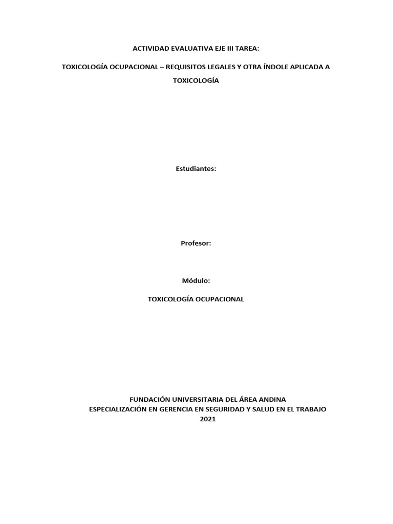 Eje II Toxicoligia | PDF | Toxicidad | Toxicología