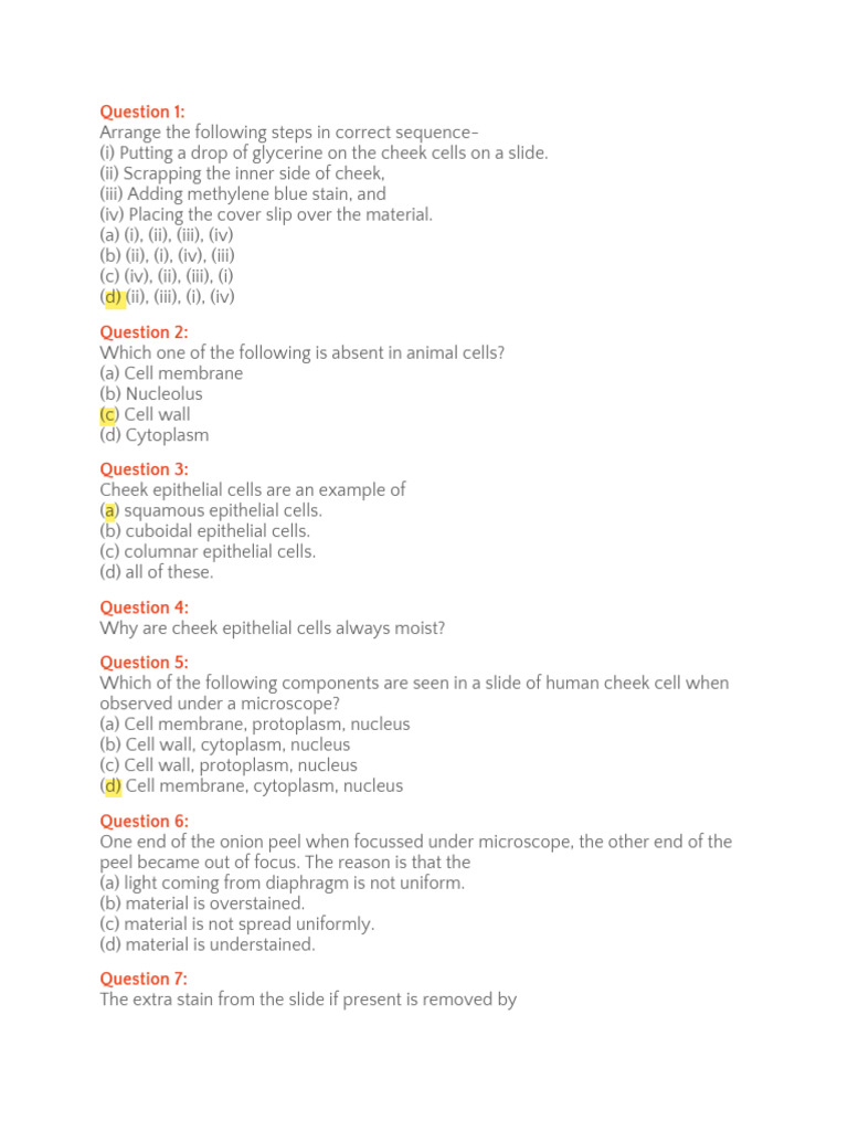Bio Practical Question | PDF | Epithelium | Cell (Biology)