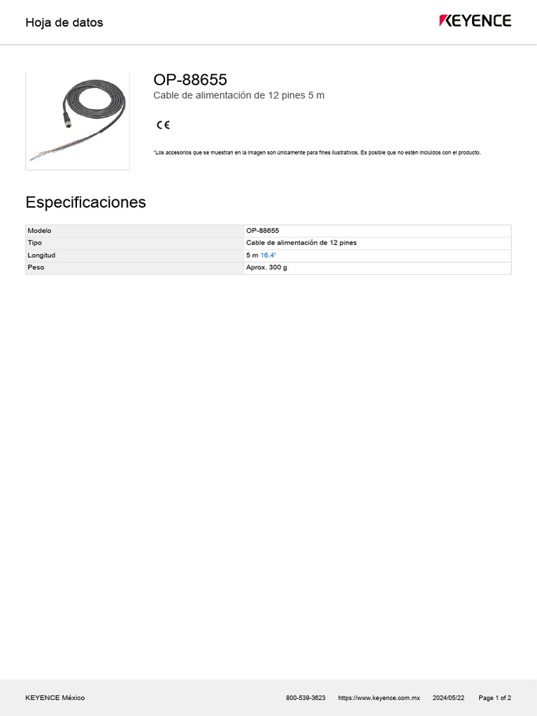 Cable de alimentación OP-88655 de 5 m | PDF