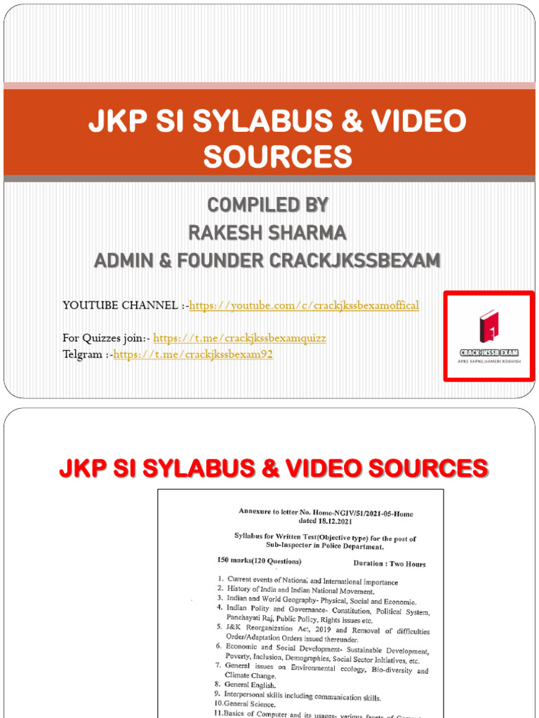JKP SI Syllabus & Video Resources | PDF | Percentage