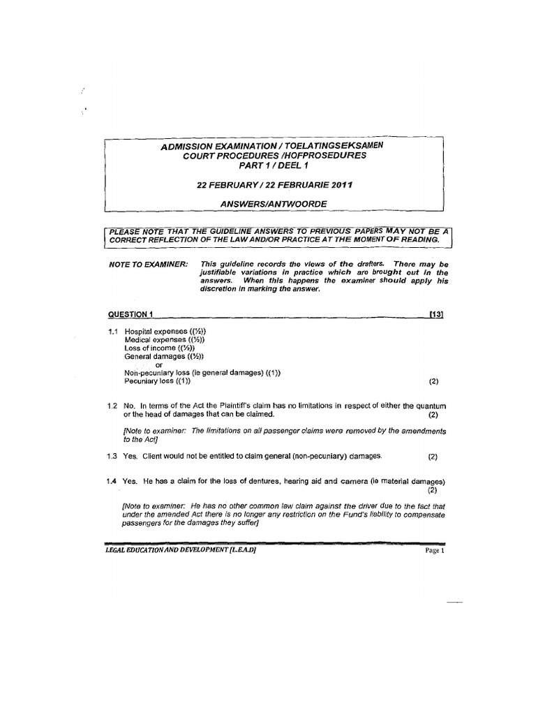 February 2011 Answers Paper 1-3 | PDF