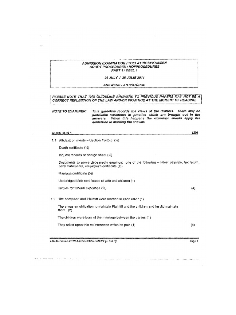 July 2011 Answers Paper 1-3 | PDF