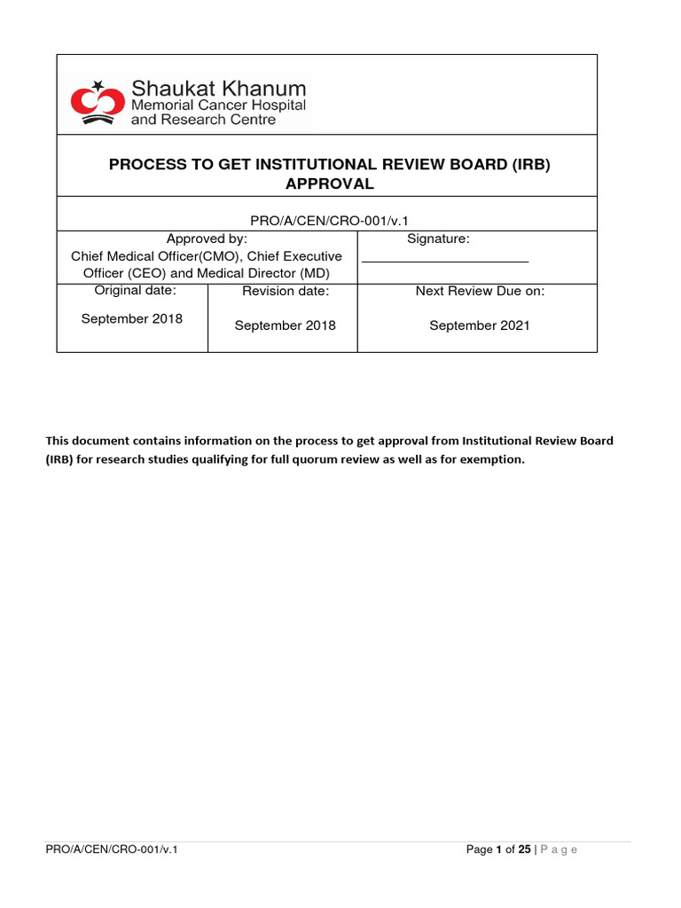 Process To Get IRB Approval | PDF | Institutional Review Board ...