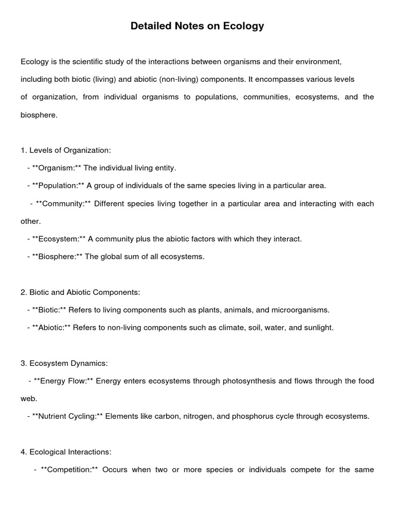 Detailed_Notes_on_Ecology | PDF | Ecosystem | Ecology Detailed_Notes_on_Ecology | PDF | Ecosystem | Ecology