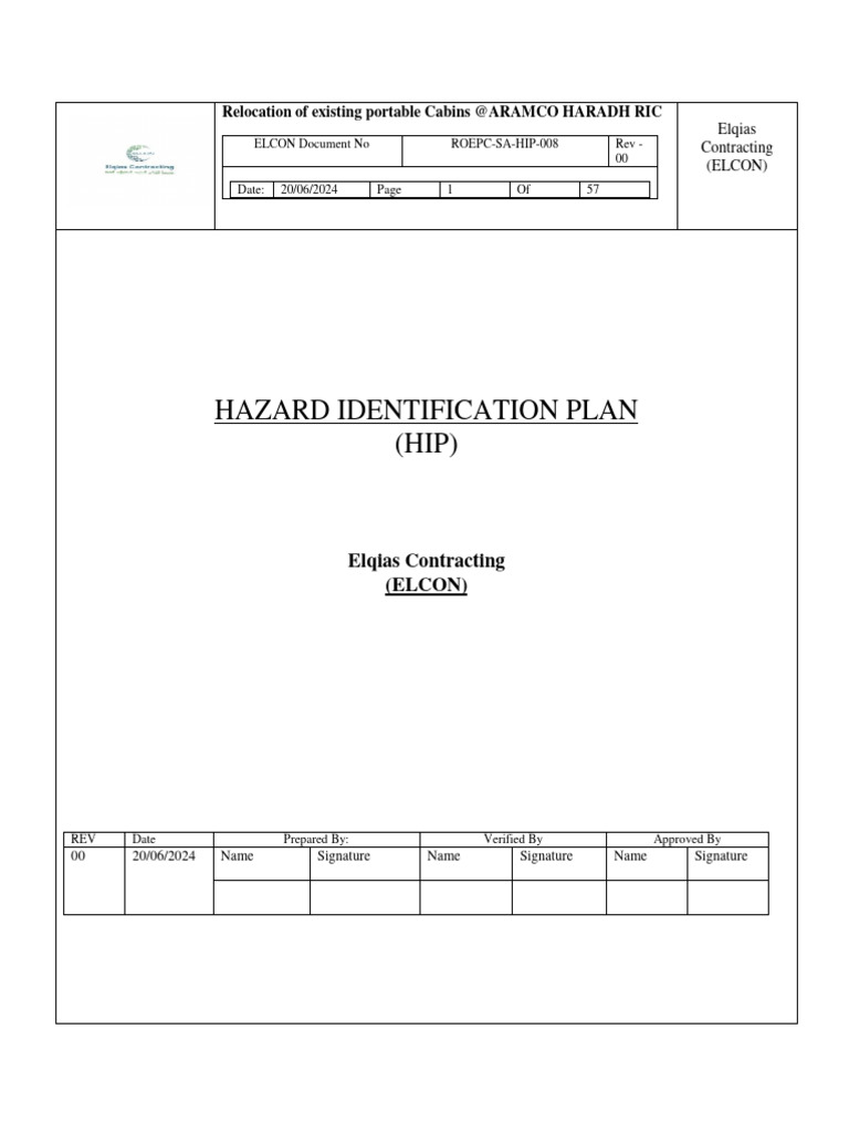 ELCON-Hazard Identification Plan (HIP) | PDF | Occupational Safety And ...