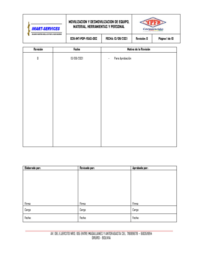 026-Bmt-Pop-Ygas-002 Moviliz Personal Equipos | PDF | Logística ...