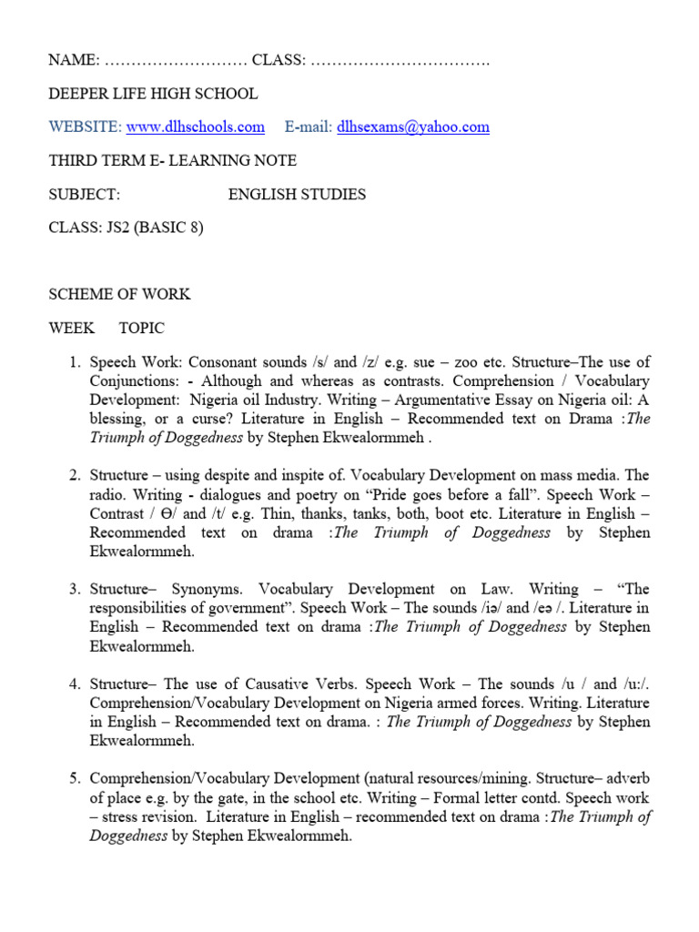 JS2 English Studies Guide | PDF | Lieutenant | Stress (Linguistics)