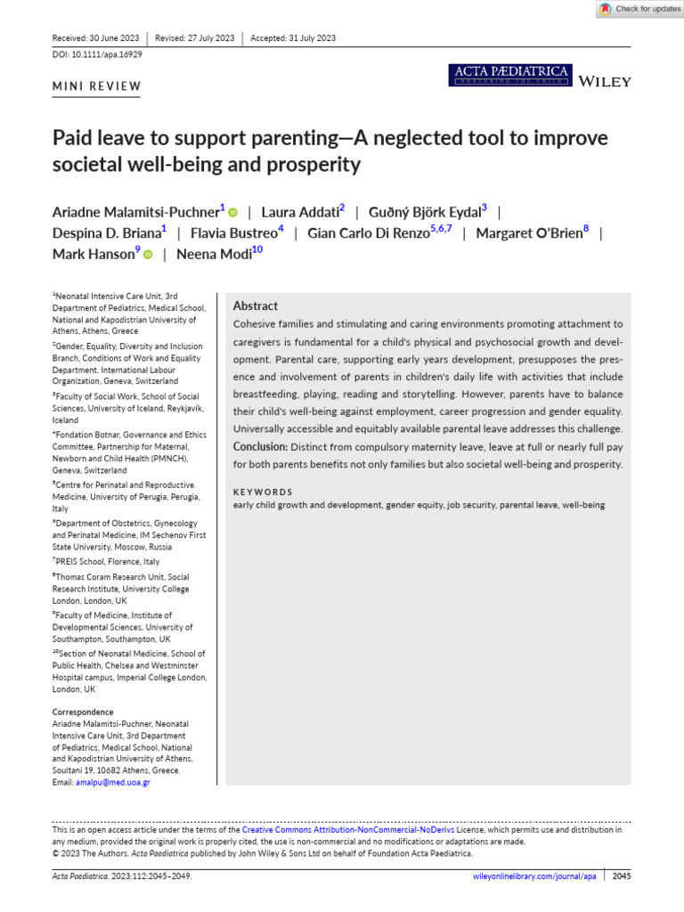 1-Paid Leave To Support Parenting-A Neglected Tool To Improve Societal ...