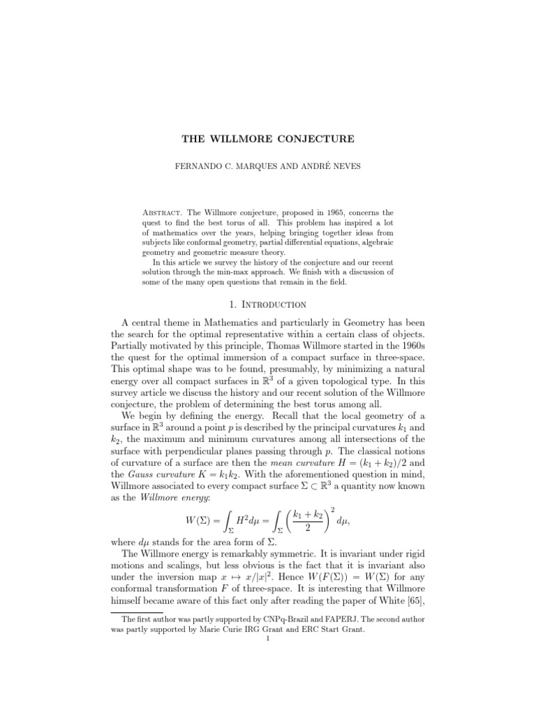 A conjectura de Willmore | PDF | Geometry | Curvature