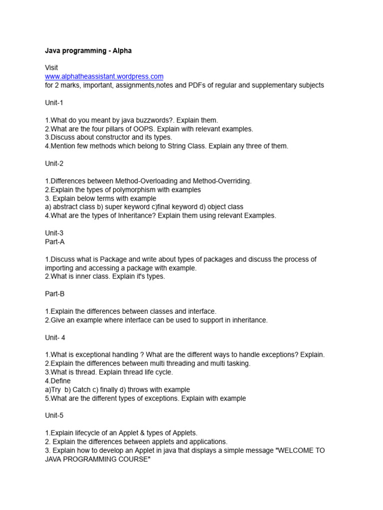 Java Programming - Alpha -1 | PDF Java Programming - Alpha -1 | PDF