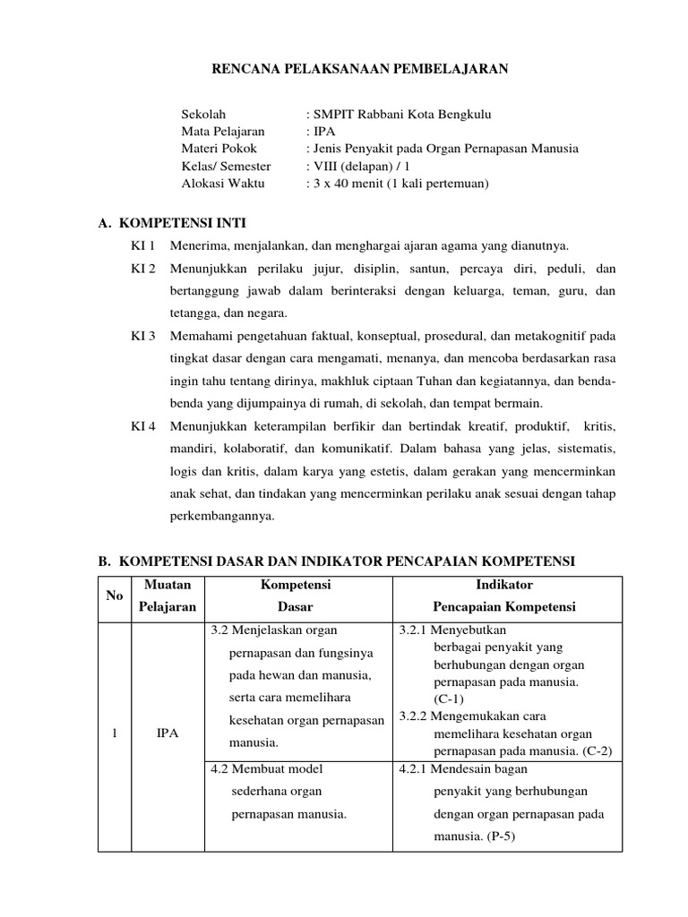RPP Versi Banyak Lembar | PDF