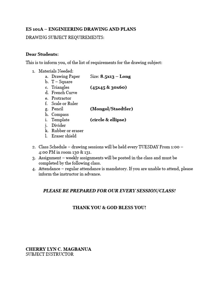 Drawing Requirements | PDF | Home & Garden | Art