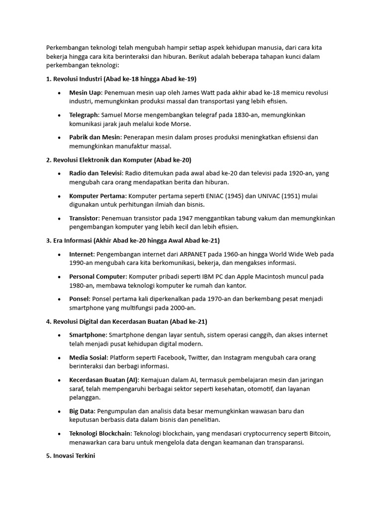 Perkembangan Teknologi | PDF Perkembangan Teknologi | PDF