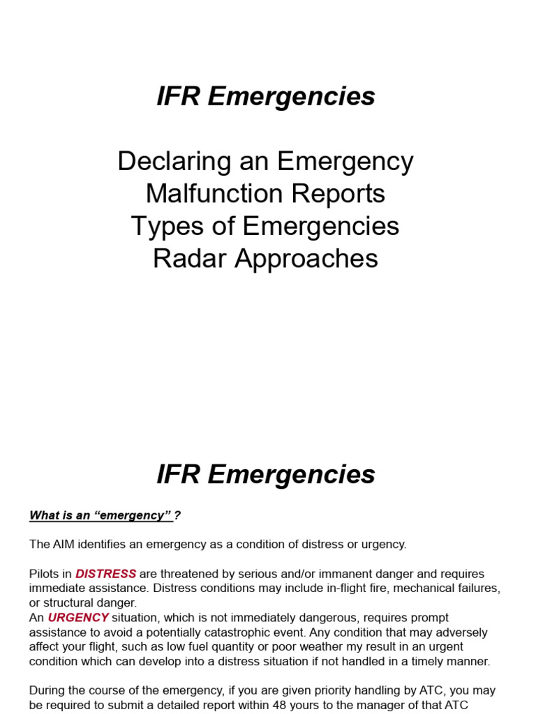 28_ifr_emergencies | PDF | Instrument Flight Rules | Air Traffic Control
