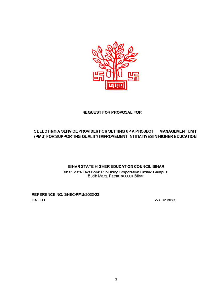 RFP for PMU in Bihar Higher Education | PDF | Request For Proposal ...