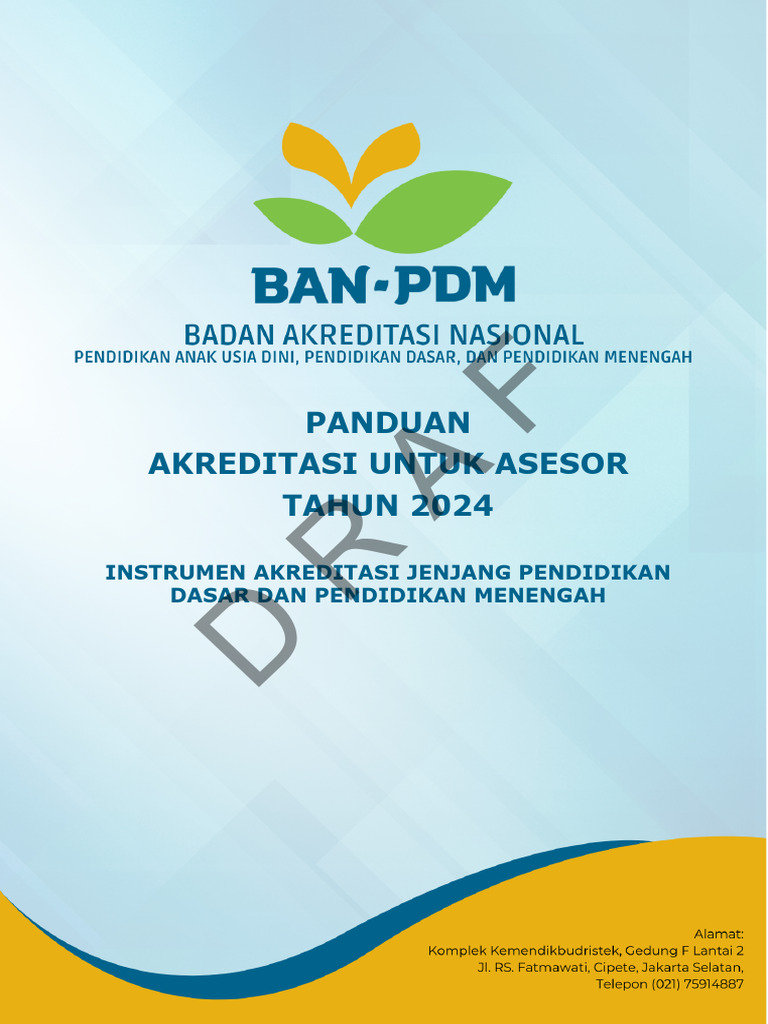 Draf Panduan Akreditasi Untuk Asesor 2024 (Instrumen Dasmen) 20.06.24 | PDF