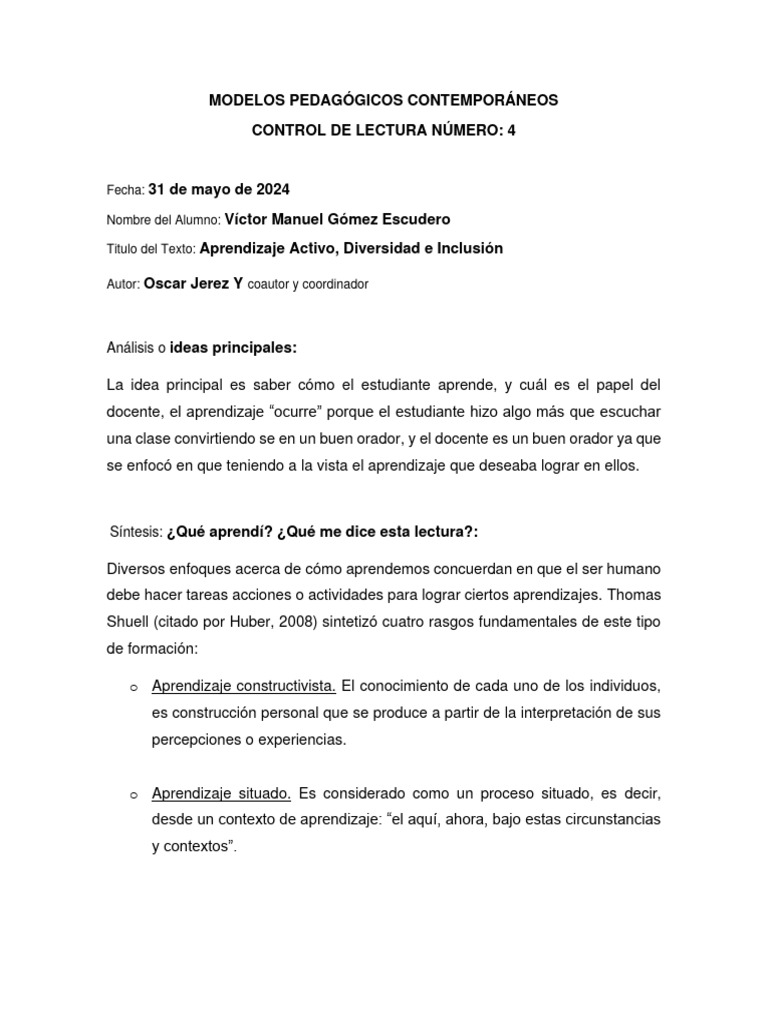 Formato Control de Lecturas #5 | PDF | Aprendizaje | Maestros