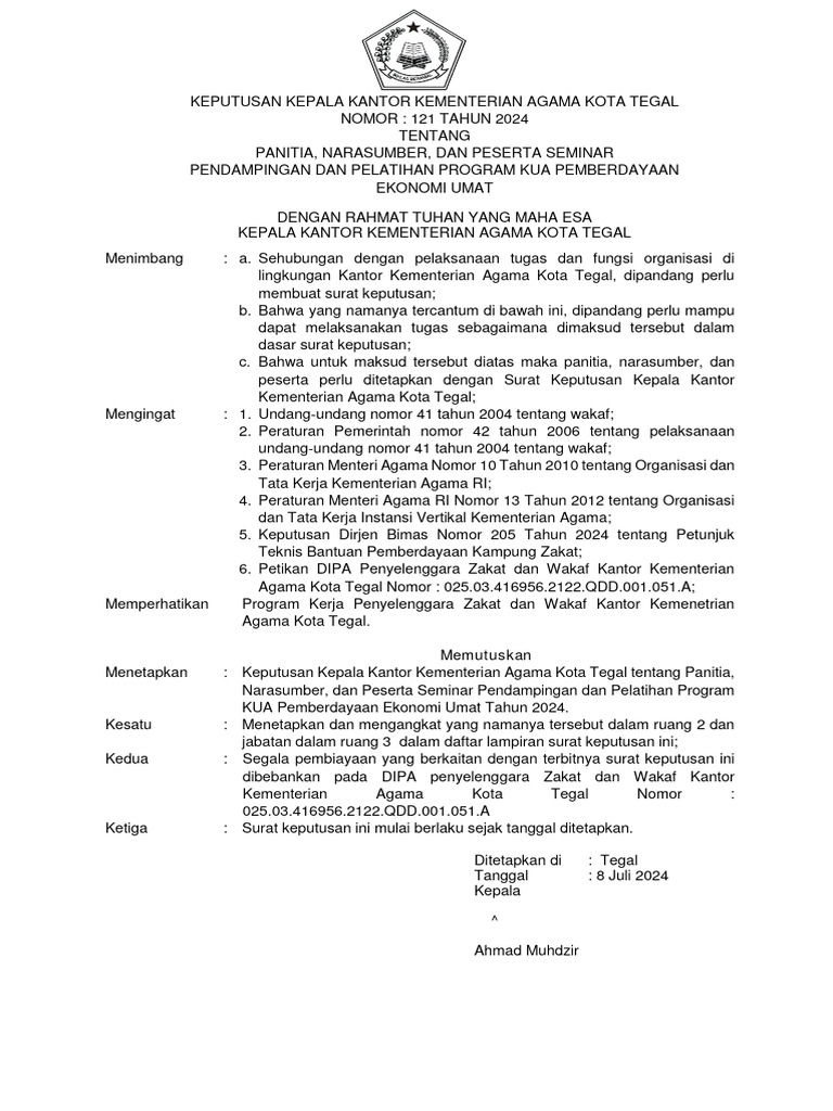 SK Panitia Seminar | PDF