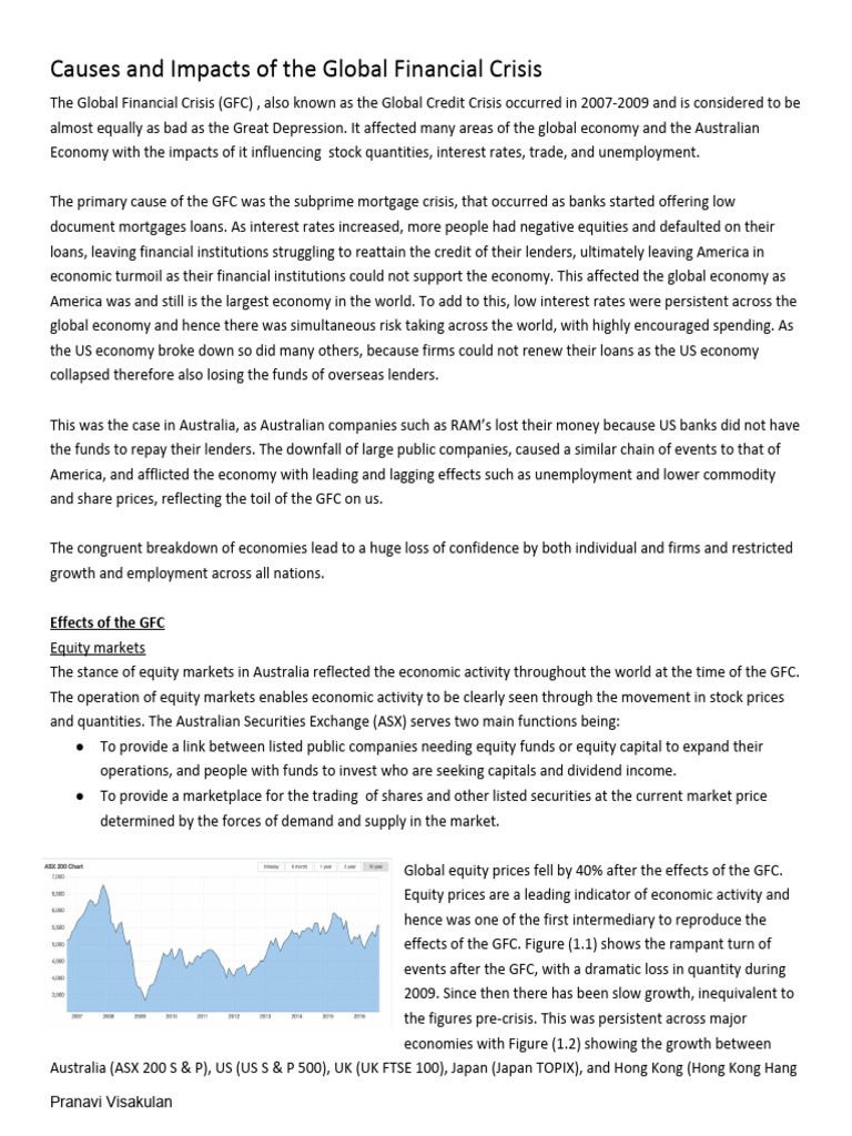 Causes and Impacts of The GFC in Australia | PDF | Monetary Policy ...