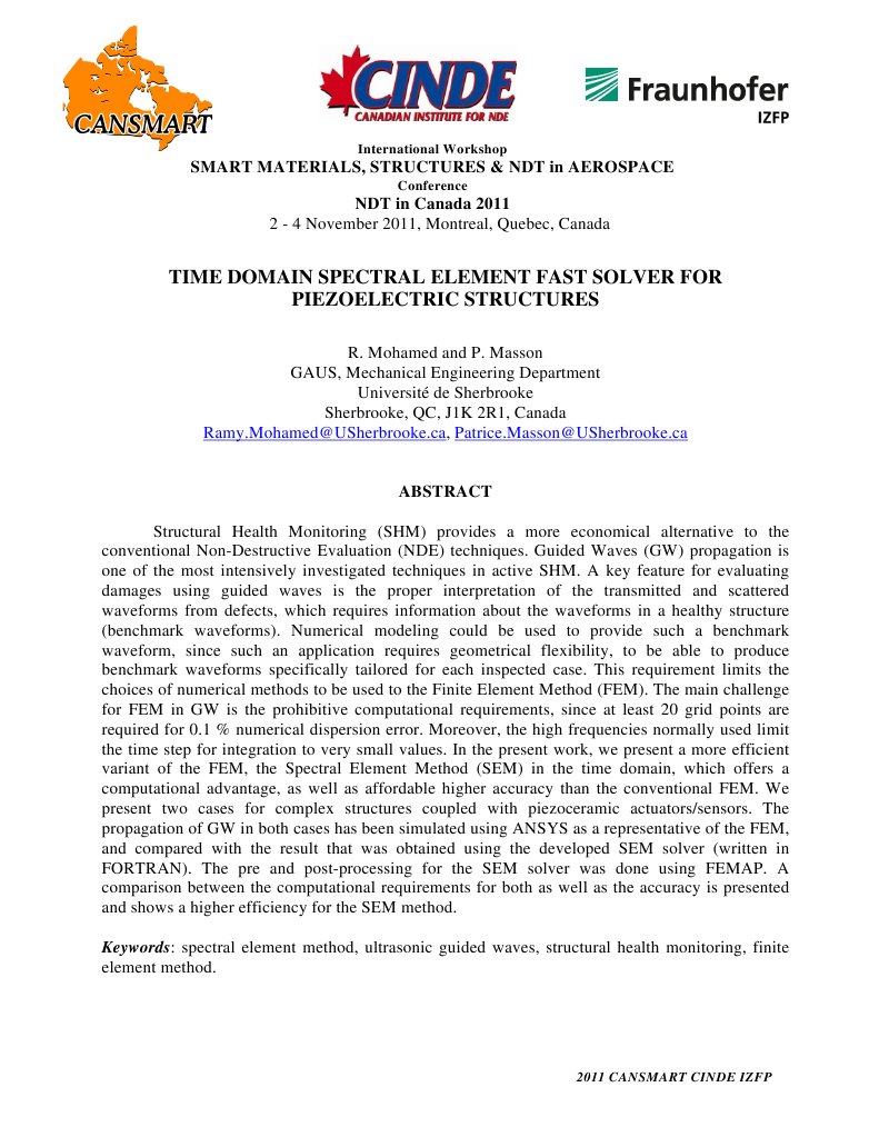 Time Domain Spectral Element Fast Solver For Piezoelectric Structures Pdf Finite Element