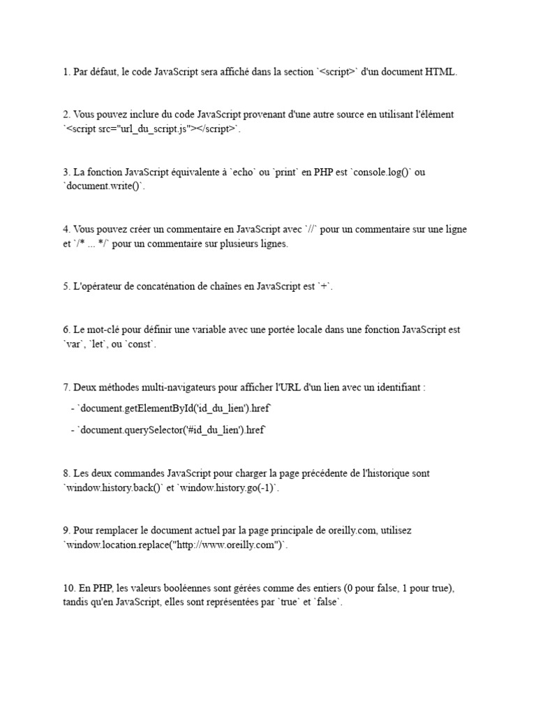 Document | PDF | JavaScript | Structure de contrôle