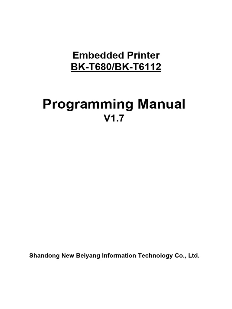 Programming Manual: Embedded Printer BK-T680/BK-T6112 | PDF | Computing