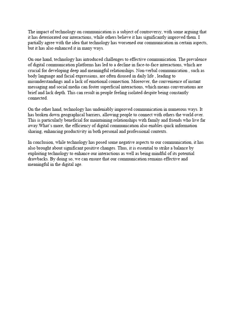 The Impact of Technology On Communication Is A Subject of Controversy ...