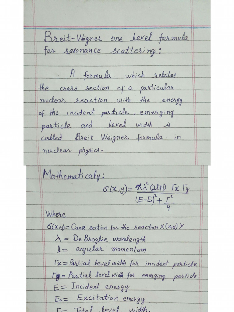 Breit Wigner Formula | PDF
