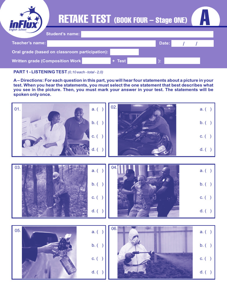 Book 4 Stage 1 Retake Test | PDF | Teaching Methods & Materials