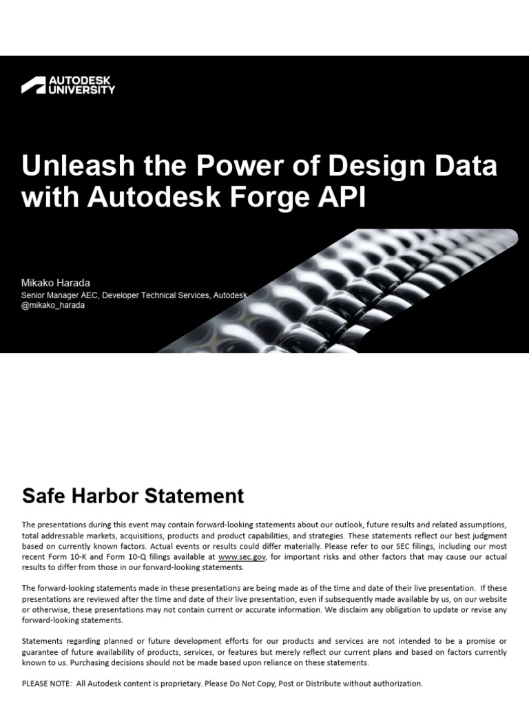 AU2022-SD502830 - Unleash The Power of Design Data With Forge API | PDF | Database Index | Computing