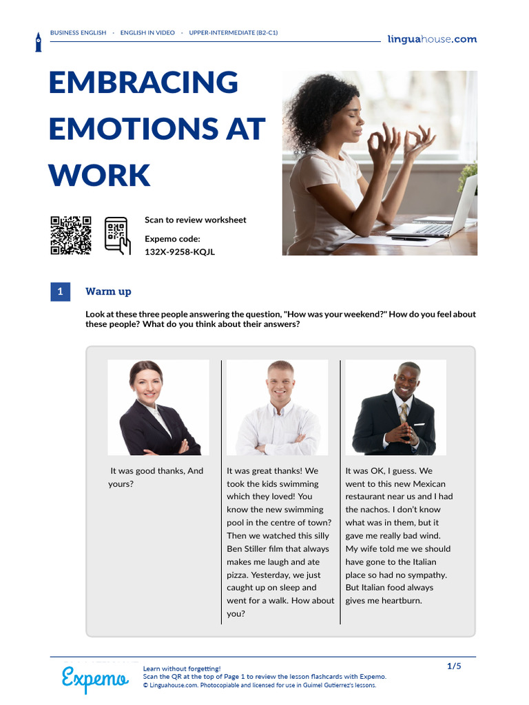 Embracing Emotions at Work British English Teacher | PDF | Emotions ...