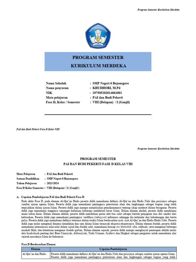 6. PROMES KURIKULUM MERDEKA-8 ganjil | PDF