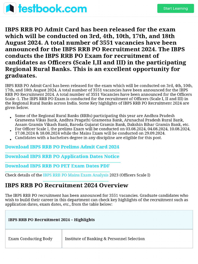 IBPS RRB PO 2024exam Info | PDF