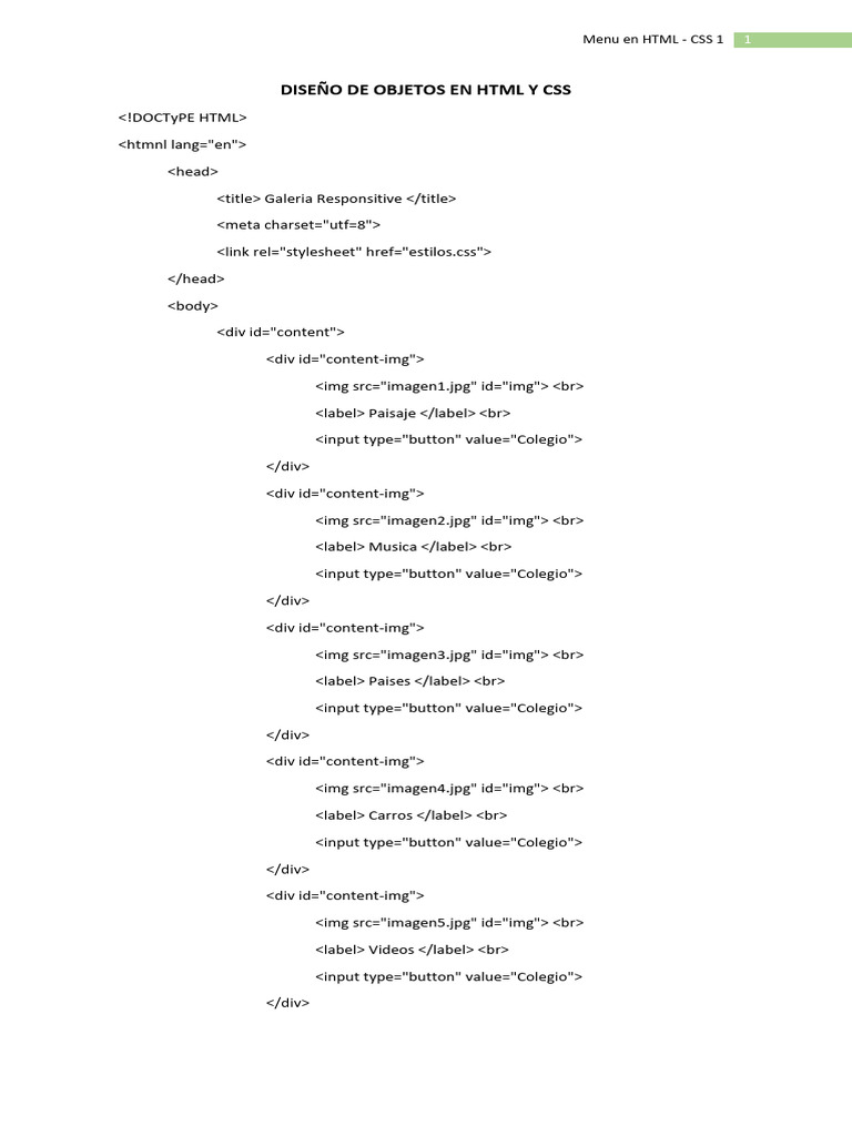 Diseño de Objetos en HTML y CSS | PDF | Formatos de archivo de computadora | Archivo de computadora