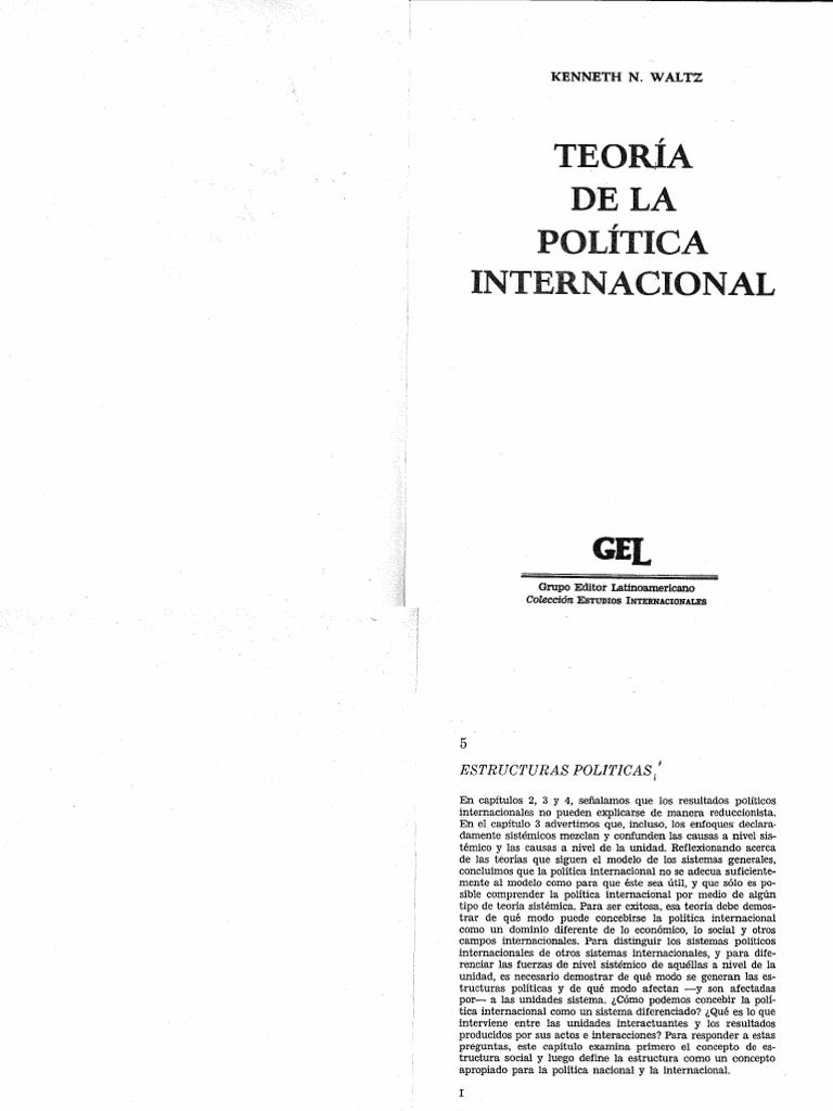 Waltz, K. Teoría de La Politica Internacional. Cap. 5 y 6 | PDF ...
