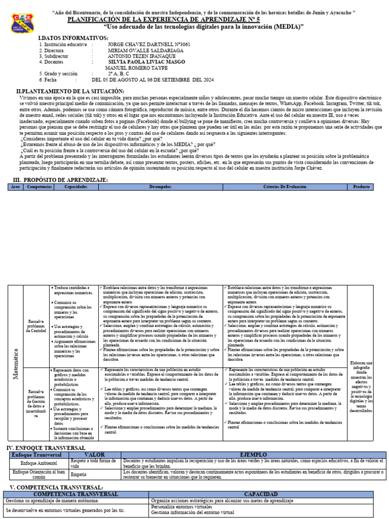 Eda 5 - 2º Sec | PDF | Exponenciación | Evaluación