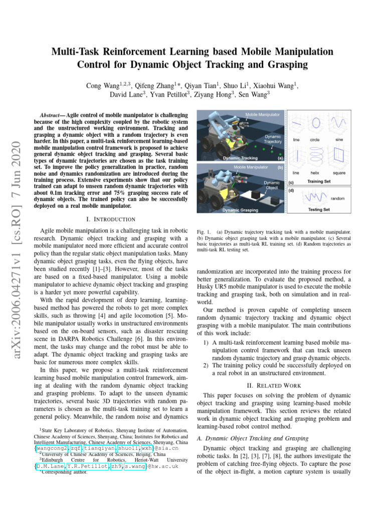 Multi-Task Reinforcement Learning Based Mobile Manipulation Control For Dynamic Object Tracking ...