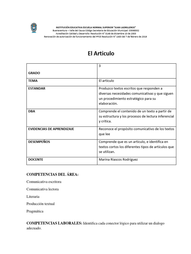 Clase El Articulo | PDF