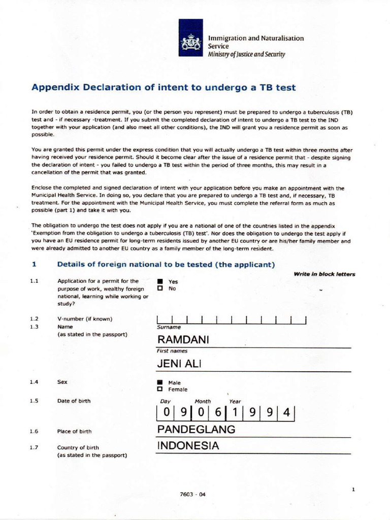 7103 - Appendix Declaration of Intent to Undergo JENI ALI RAMDANI | PDF