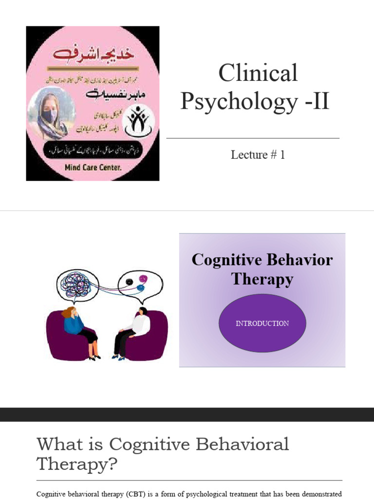Clinical Psychology - II Lecture#1 | PDF | Cognitive Behavioral Therapy ...