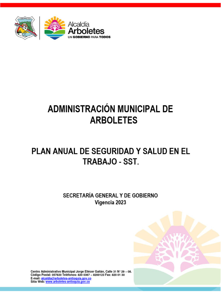 PLAN DE SEGURIDAD Y SALUD EN EL TRABAJO 2023 | PDF | Seguridad y salud ocupacional | La ...