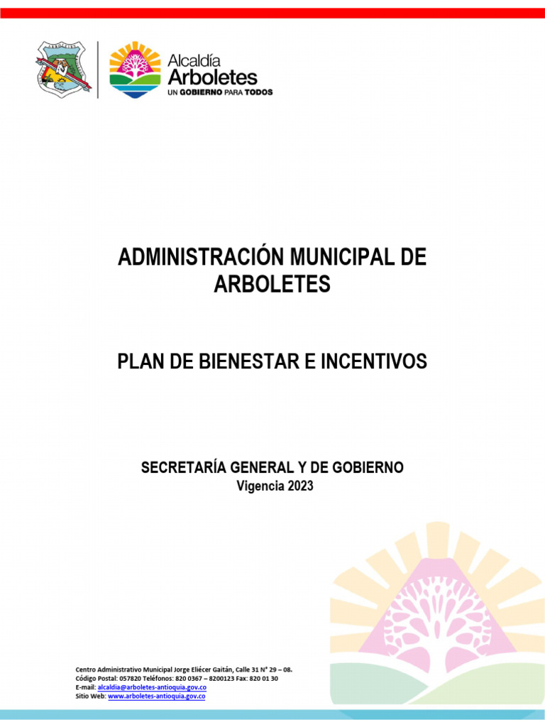 Plan de Bienestar e Incentivos 2023 | PDF | Planificación estratégica | Bienestar