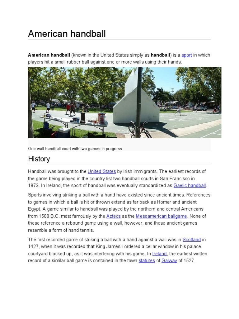 American Handball | PDF | Gaming | Ball Games