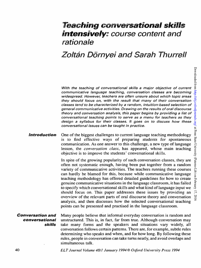 Teaching Conversational Skills Effectively | PDF | Conversation | Learning