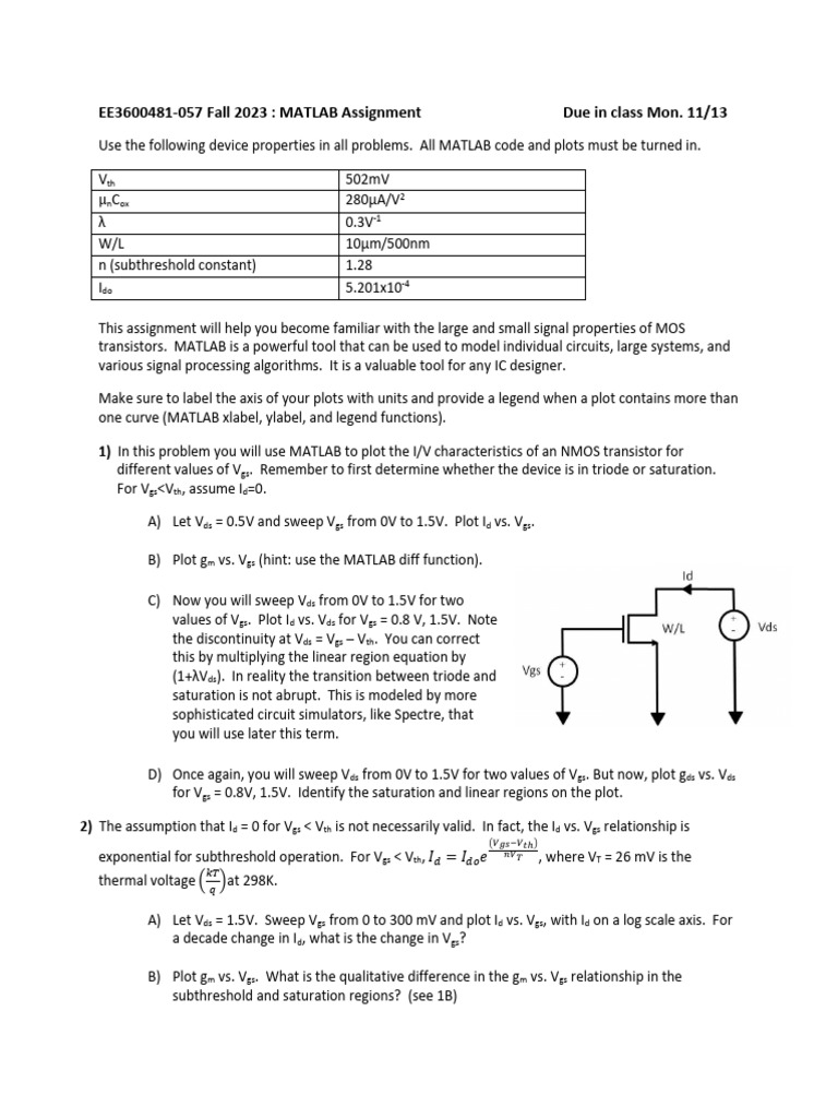 Cad4 Matlab | PDF | Mosfet | Electronic Engineering