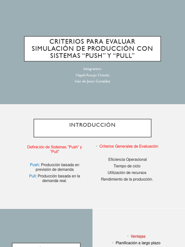 Evaluación de Sistemas de Producción Push y Pull | PDF