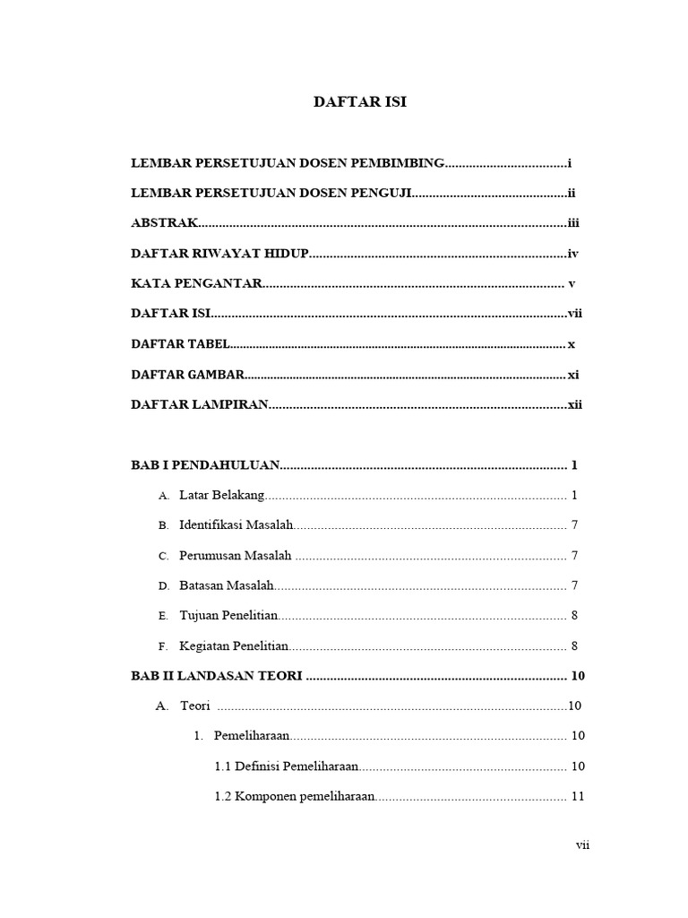 Contoh Daftar Isi Penelitian | PDF | Teknologi & Rekayasa