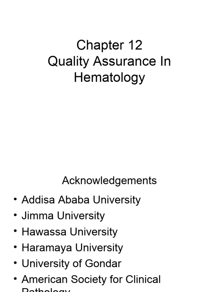 Hema II Chapter12 - QA in Hematology | PDF | Coefficient Of Variation | Standard Deviation
