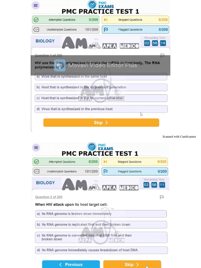 PMC Practice Test 1 2022 | PDF